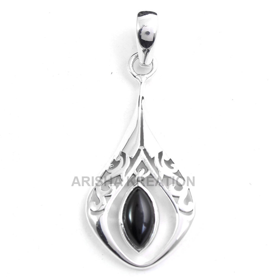 Black Onyx Marquise Shape Gemstone Silver Pendant Christmas Sale 925 ...