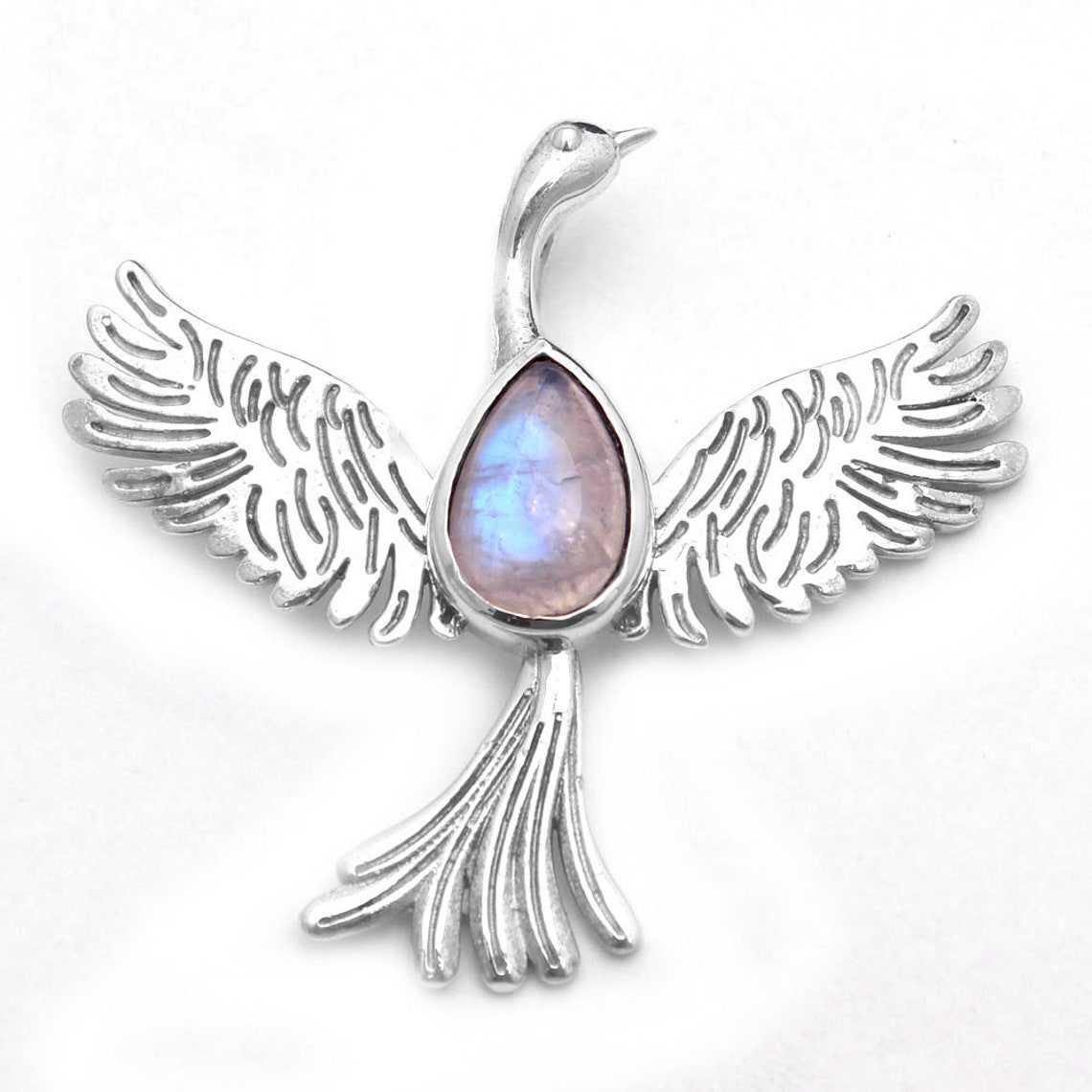 Phoenix Bird Pendant Moonstone Pendant 925 Sterling Silver | Etsy