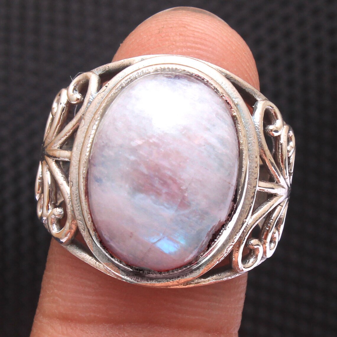 Rainbow Moonstone Oval Shape Gemstone Ring 925 Sterling | Etsy