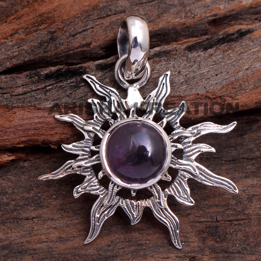 Amethyst Sun Pendant – Sterling Silver Gemstone Jewelry - Etsy