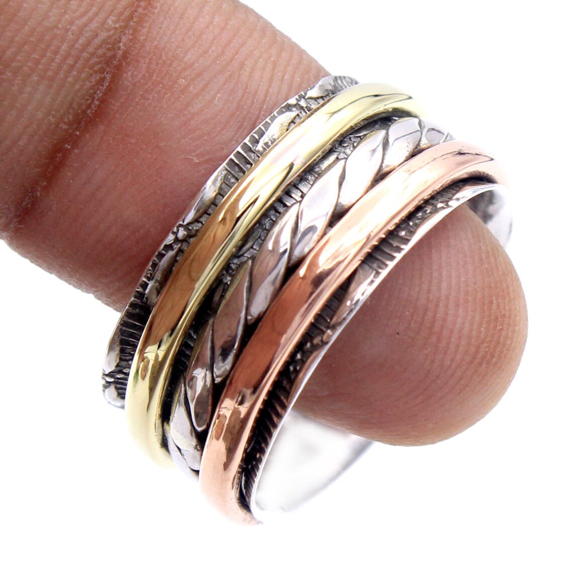 Spinner Ring Meditation Ring Three Tone Ring Sterling - Etsy