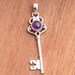 Key Shape Natural Amethyst Round Shape Gemstone Stylish Pendant 925 ...