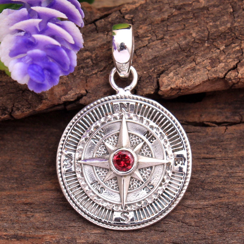 Unisex Pendant Compass Pendant 925 Sterling Silver Handmade - Etsy
