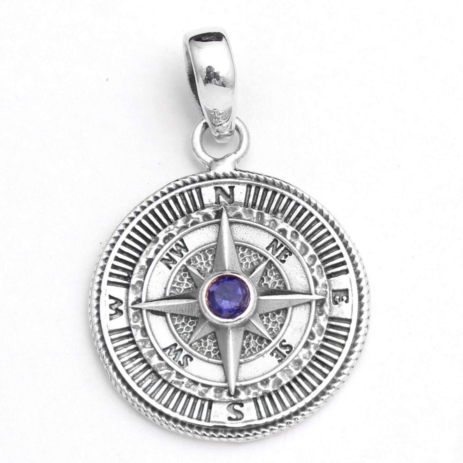 Faceted Iolite Pendant Compass Pendant 925 Sterling Silver | Etsy