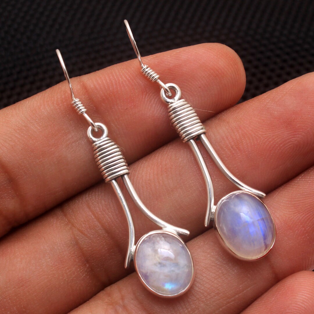 Moonstone Oval Shape Gemstone Earring for Christmas Sale 925 Sterling ...