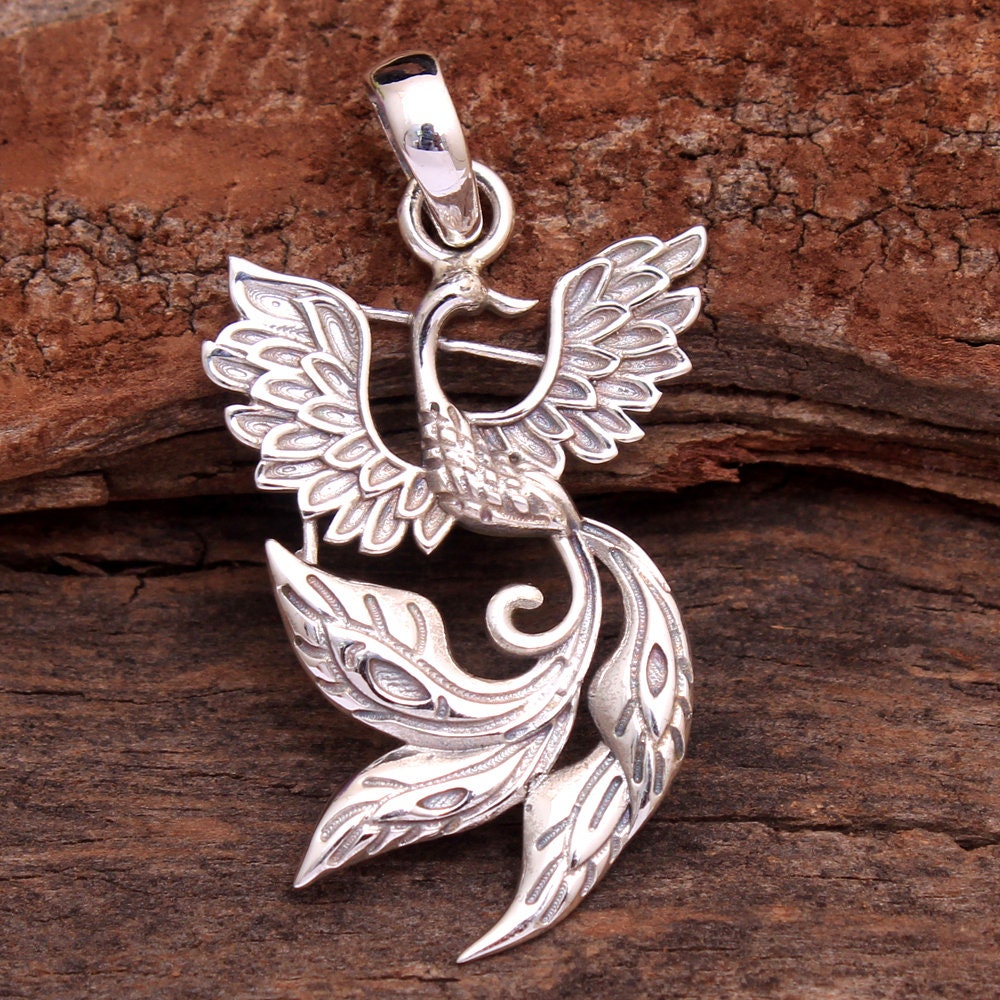 Beautiful Peacock Design Solid Silver Pendant 925 Sterling | Etsy