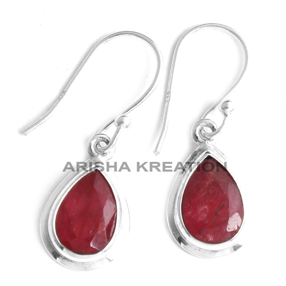 Gift for Her Kashmir Ruby Earring Handmade Jewelry Silver - Etsy