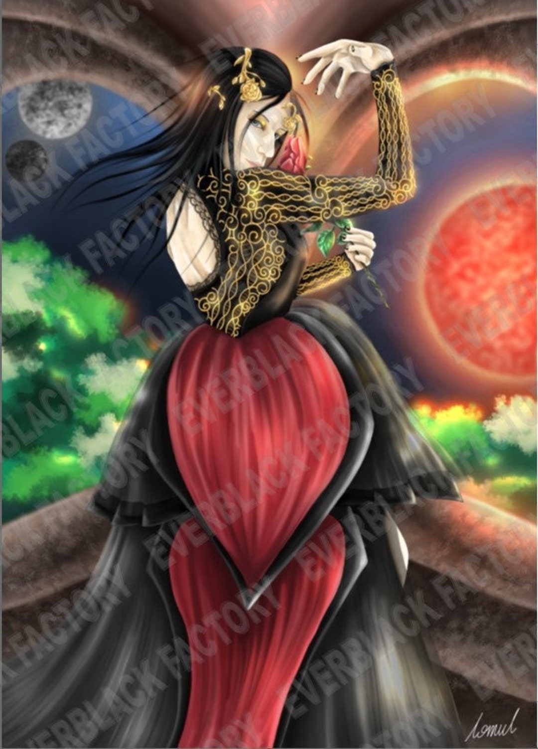 Printable Art _ Woman Dancing With Rose _ Immersive Art _ Downloadable ...