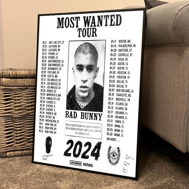 Bad Bunny's 2024 Tour Dates Poster sold by Brazen Essie | SKU 90043394 ...