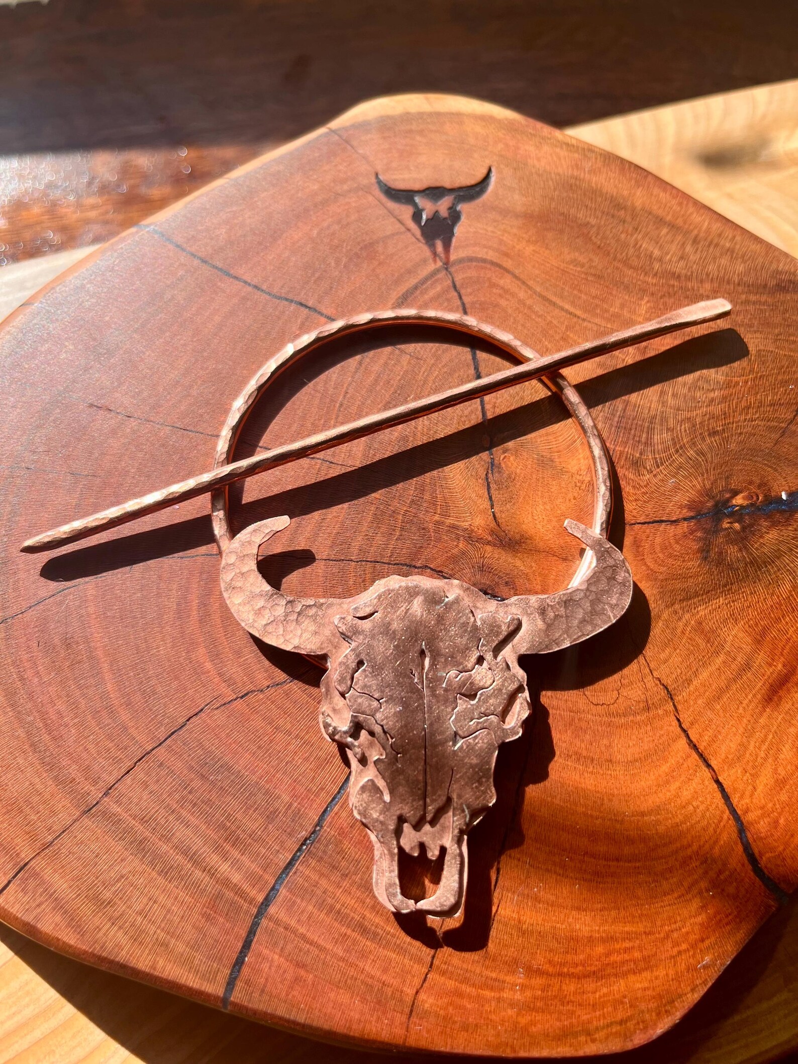 Copper Round Cow Skull Hair Pin - Etsy