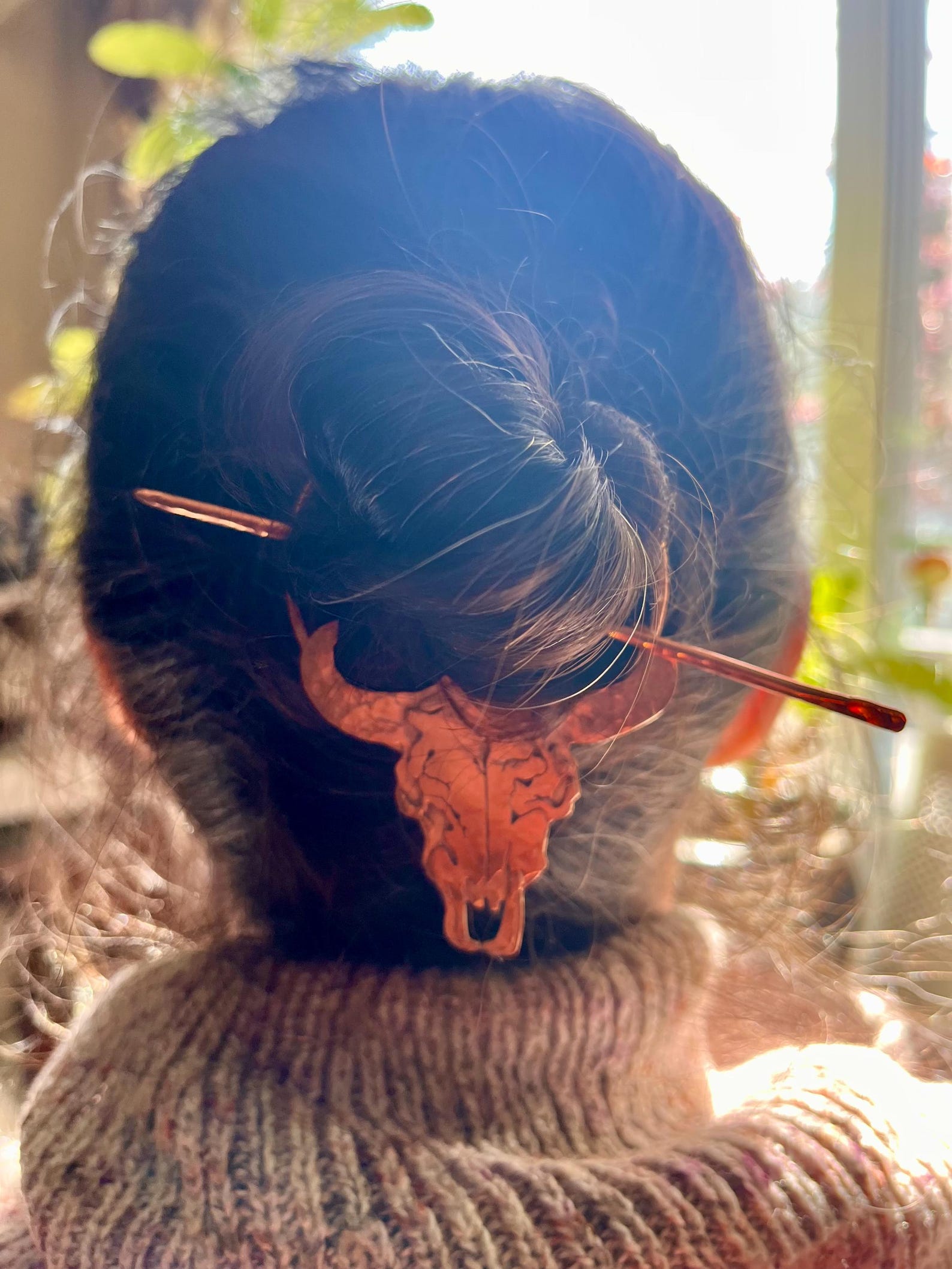 Copper Round Cow Skull Hair Pin - Etsy