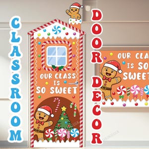 Large Gingerbread Christmas Classroom Door Decor Kit (printable PDF) - Etsy