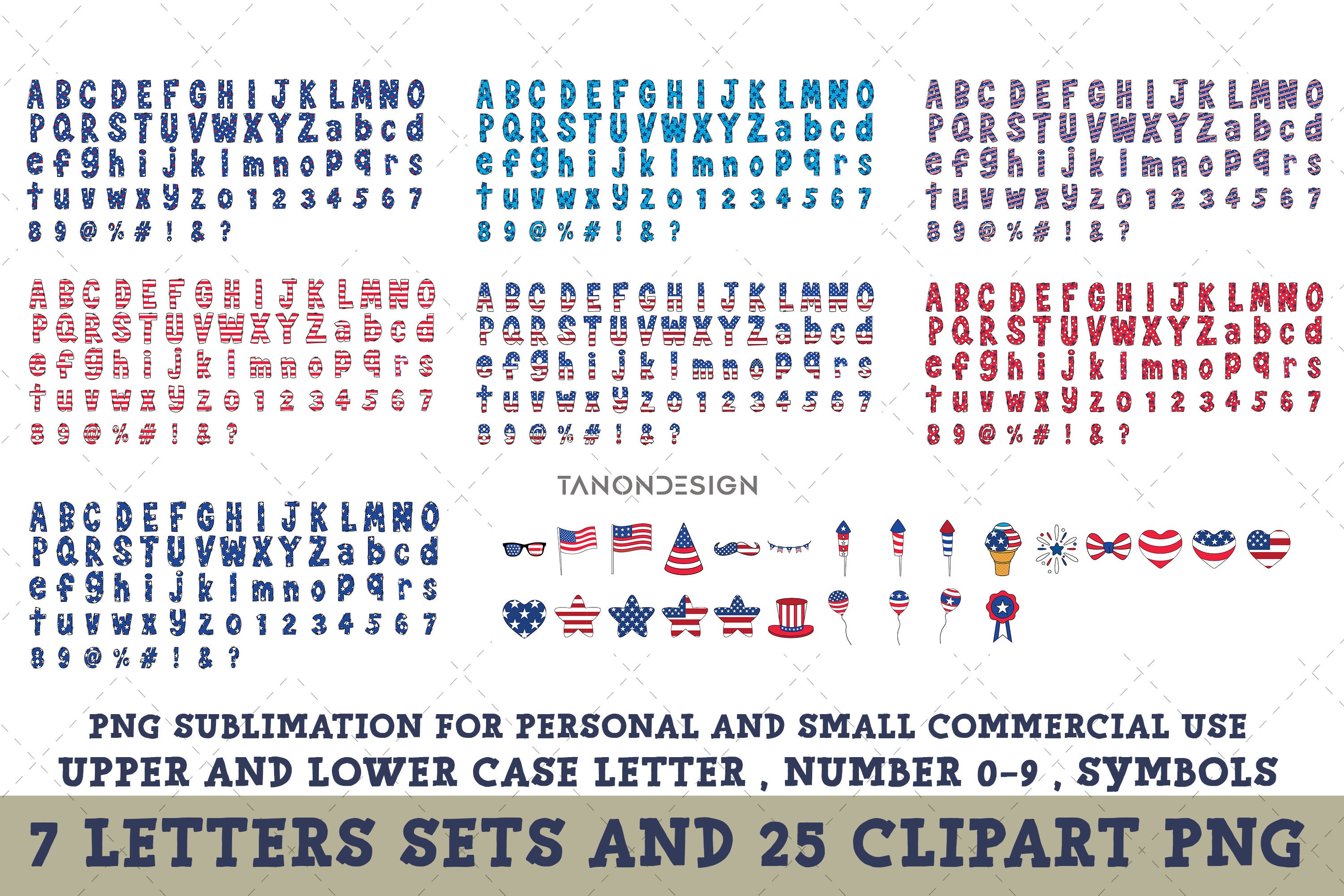 Patriotic Alphabet Doodle Letter Clipart Illustration ,4th of July ...