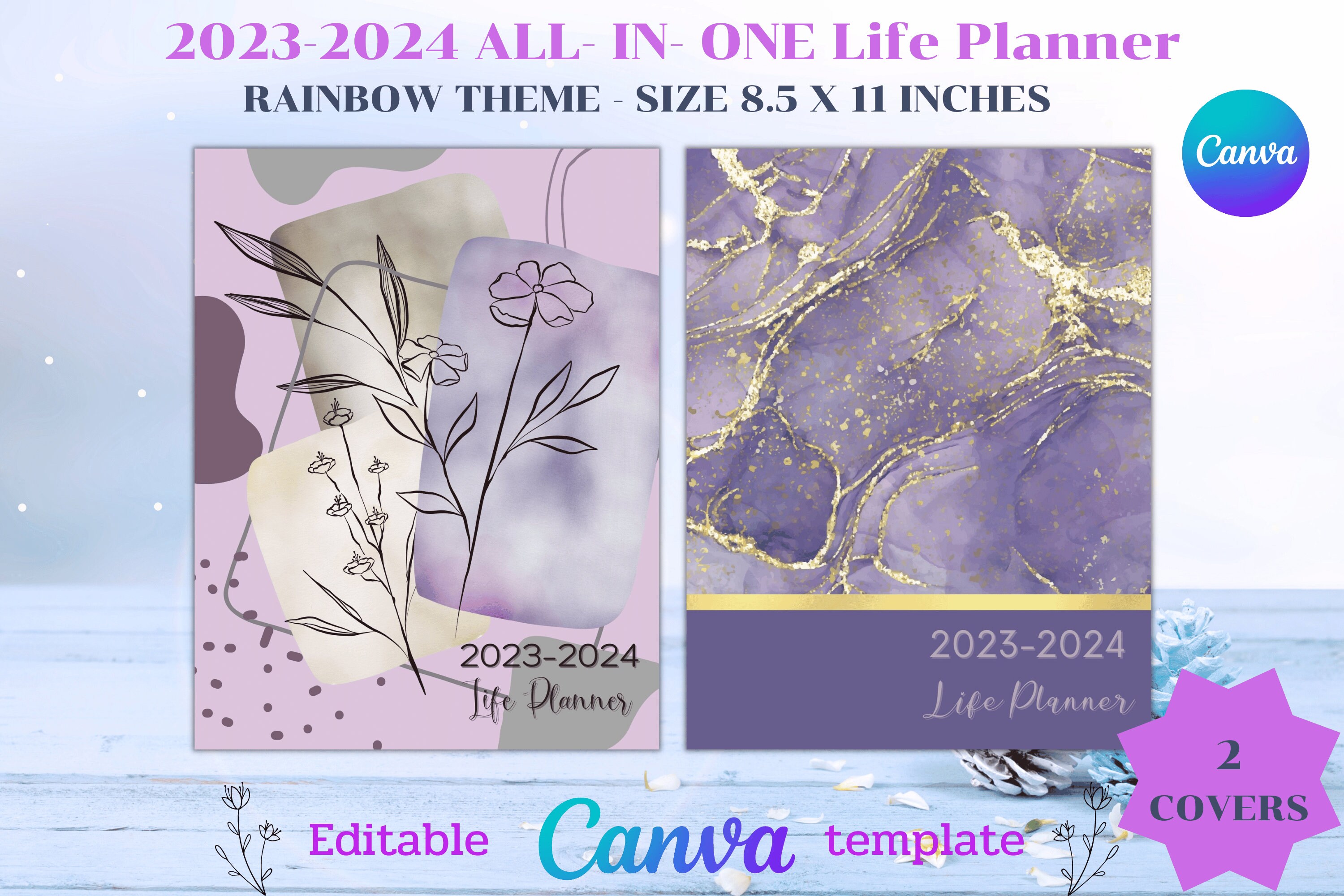 2023-2024 All-in-one Life Planner Editable Canva Template. Printable ...