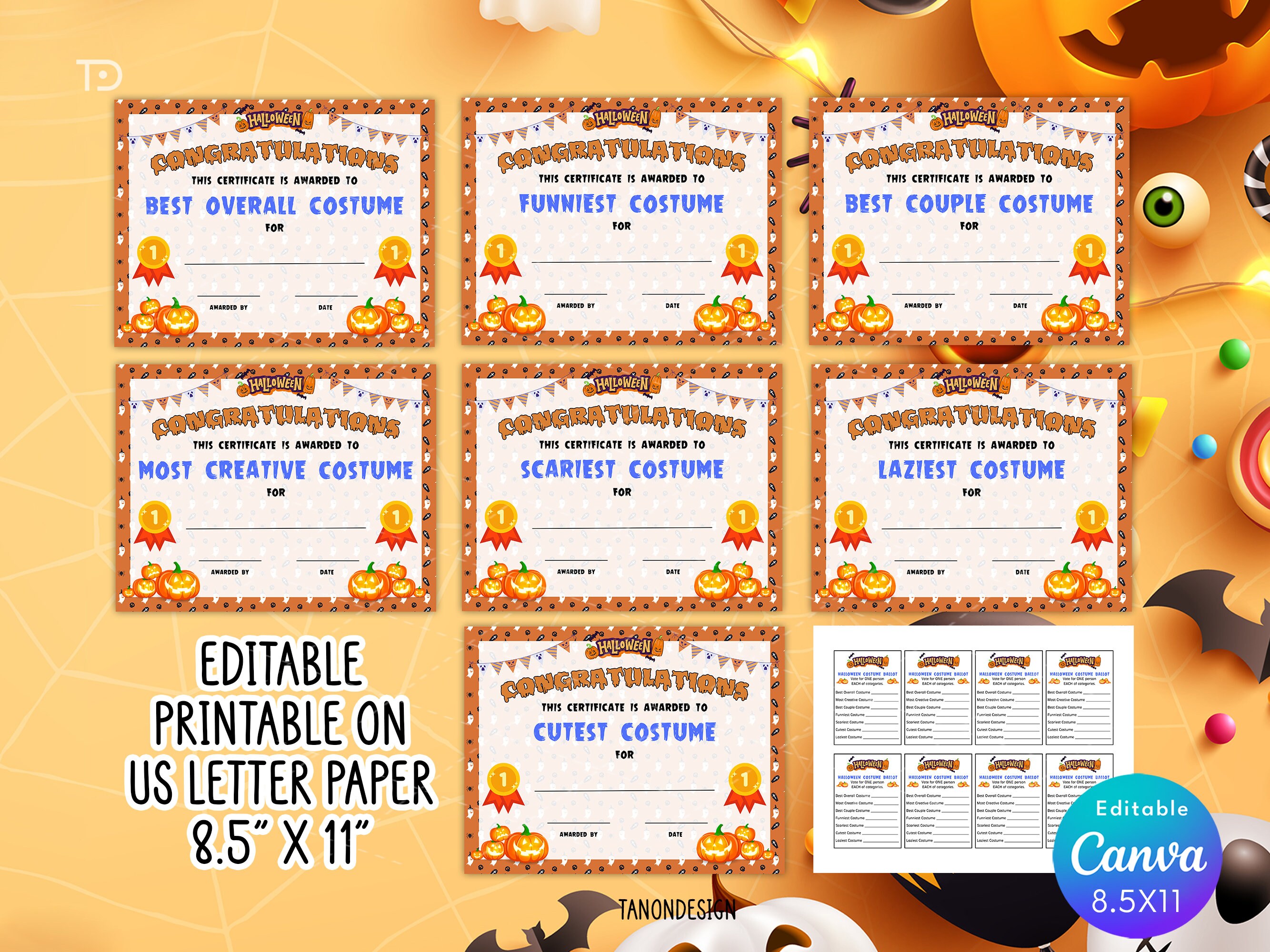 Editable Halloween Costume Awards and Voting Ballot - Etsy