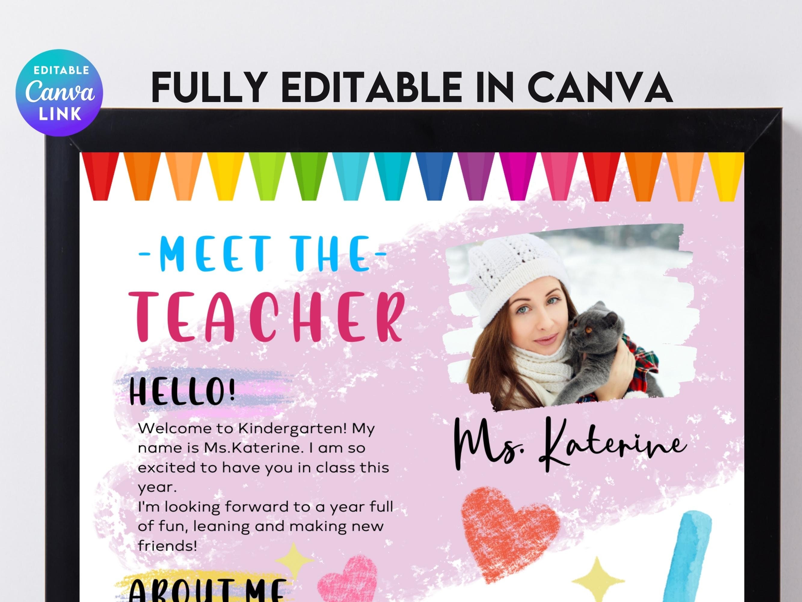 Colorful Meet the Teacher Editable Template Welcome Back to - Etsy