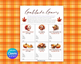 Thanksgiving Candy Gram Template School Fundraiser Gratitude - Etsy