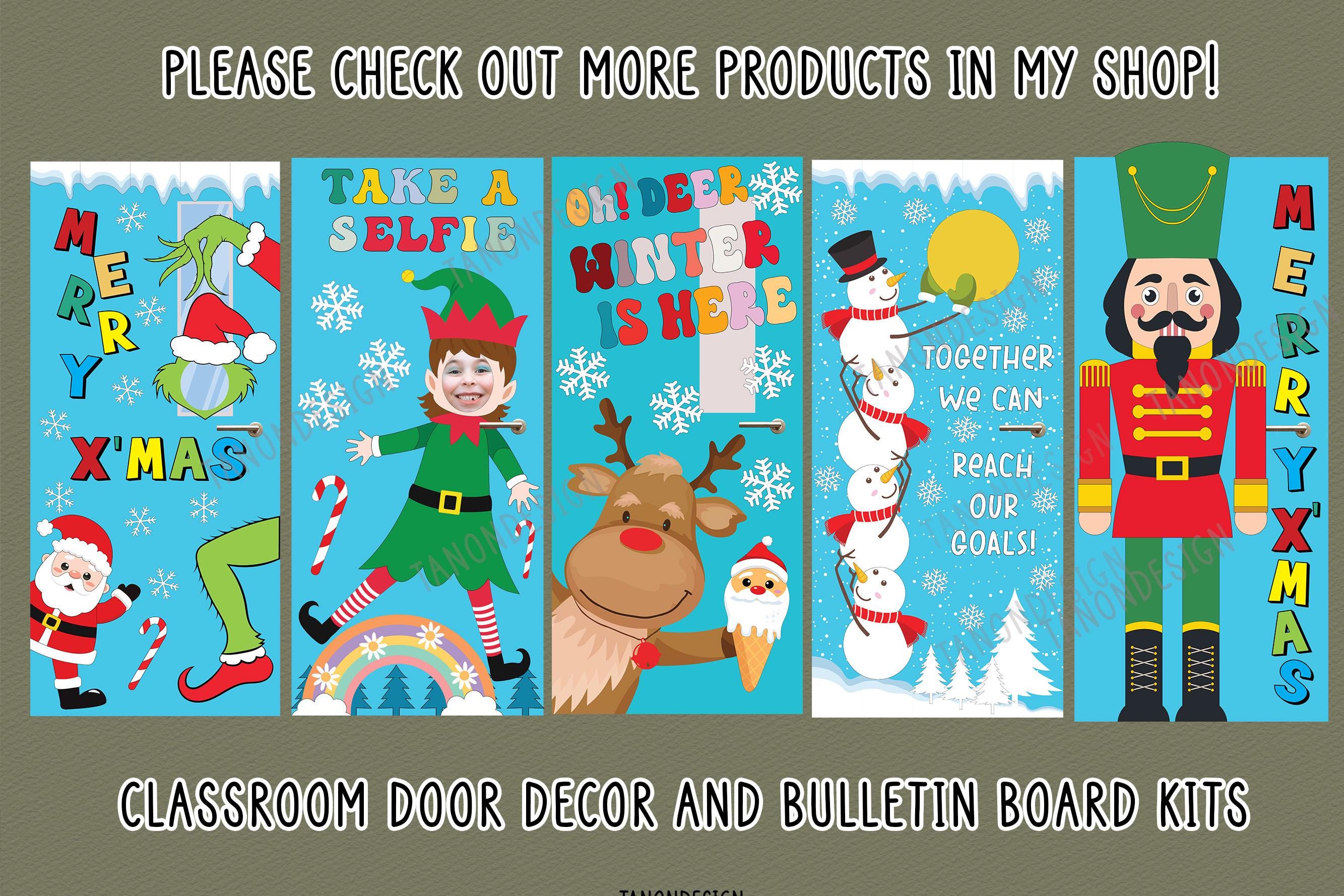 Santa Classroom Door Decor Kit, Printable Christmas Decoration (PDF) - Etsy