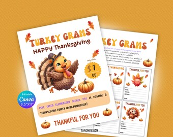 Thanksgiving Candy Gram Template School Fundraiser Gratitude - Etsy