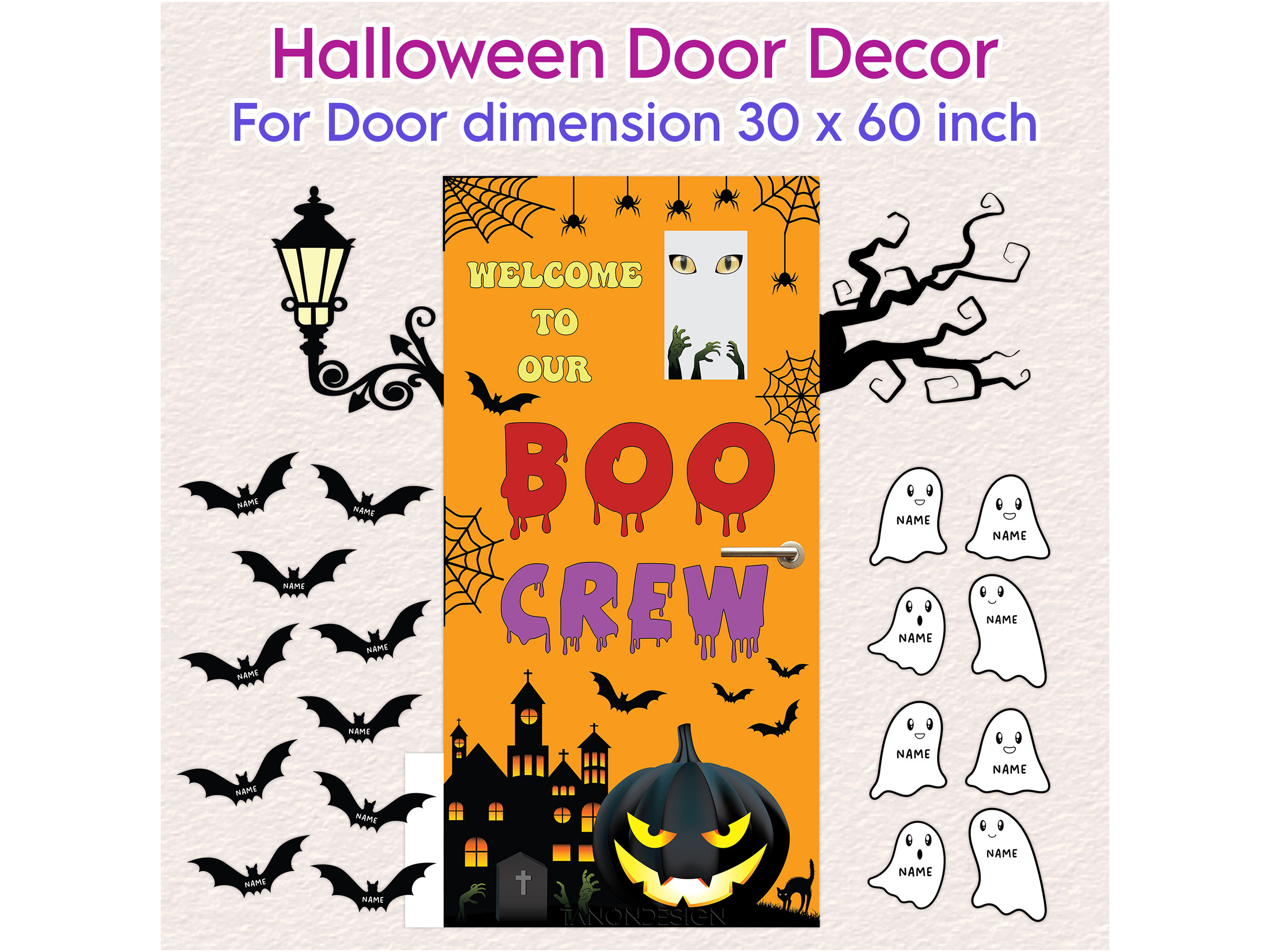 Halloween Classroom Door Decor, Printable Halloween Door Decorative ...