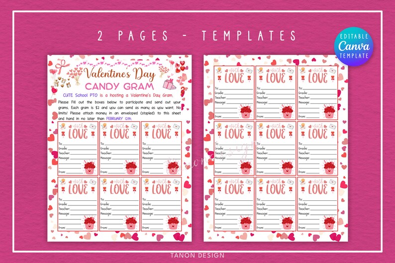 Editable Valentine Candy Gram Template, Graditude Gram, School Candy ...
