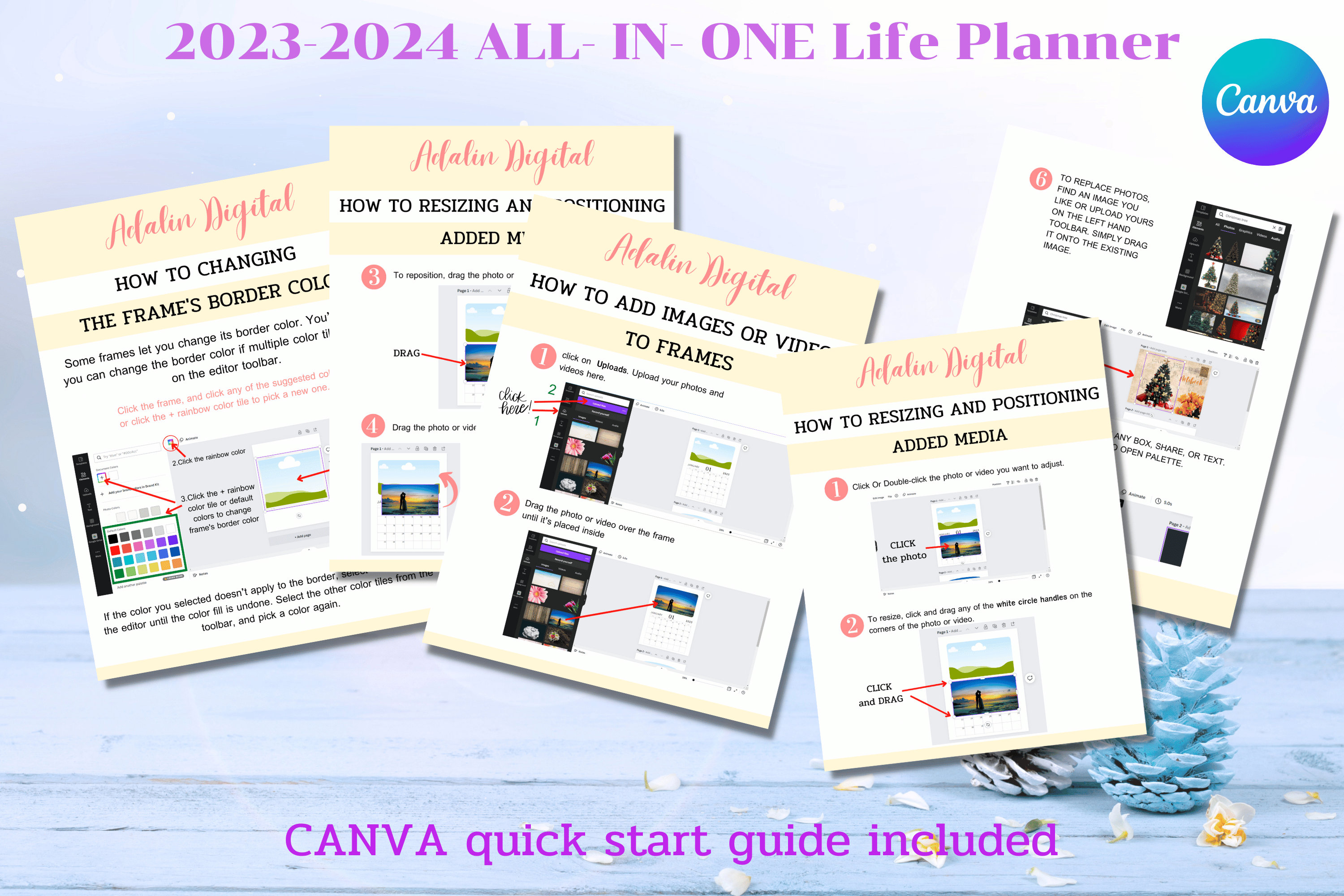 2023-2024 All-in-one Life Planner Editable Canva Template. Printable ...