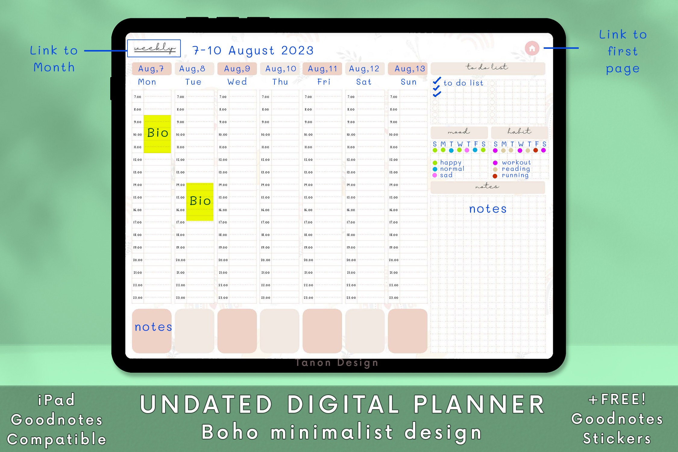 Boho Undated Goodnotes Digital Planner 2023-2026 and Sticker, Digital ...