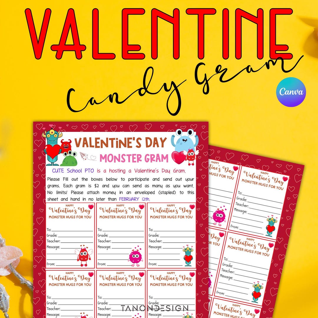 Editable Valentine Candy Gram Template, Graditude Gram, School Candy ...