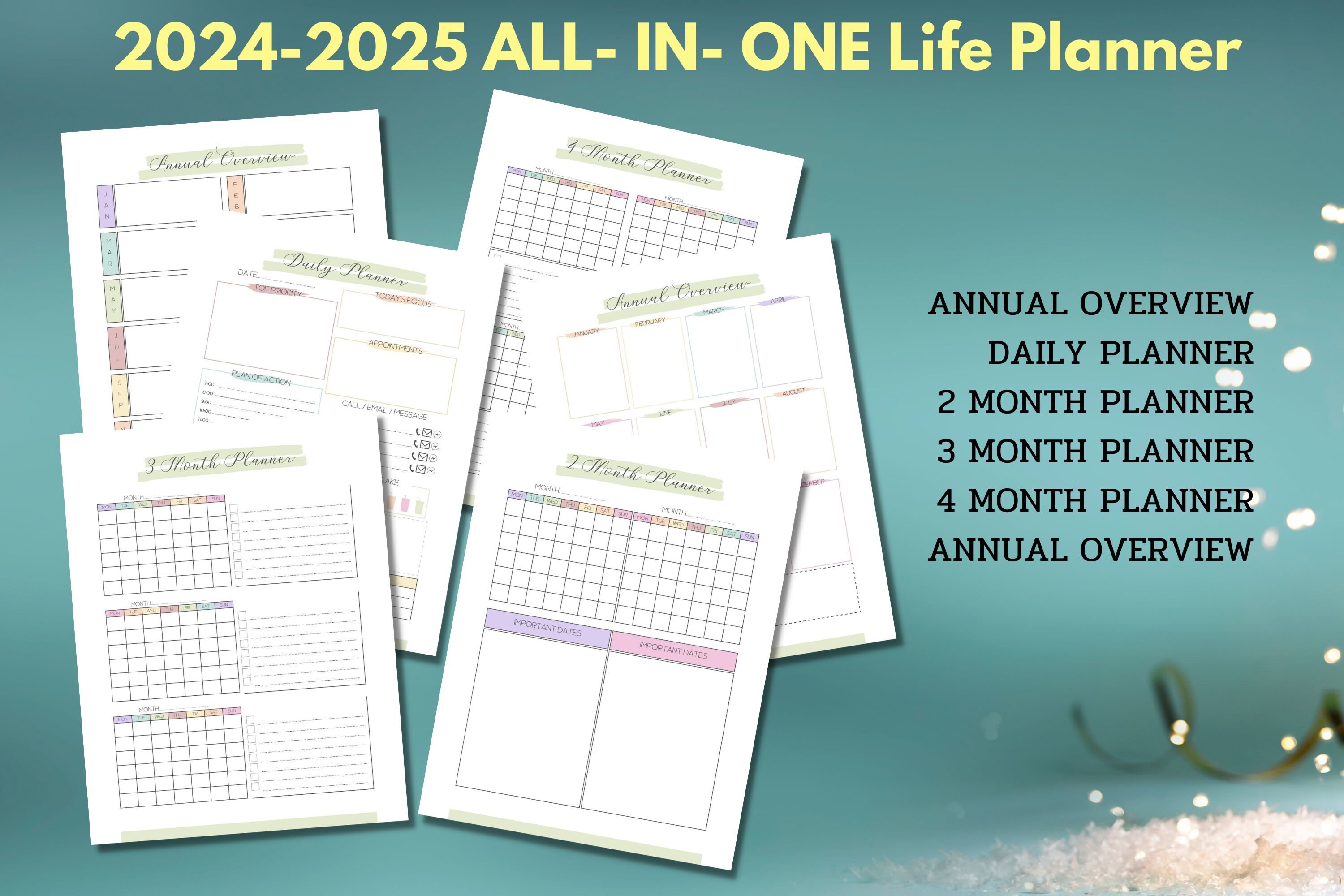 All in One Life Planner 2024-2025 Canva Template / Editable Printable ...