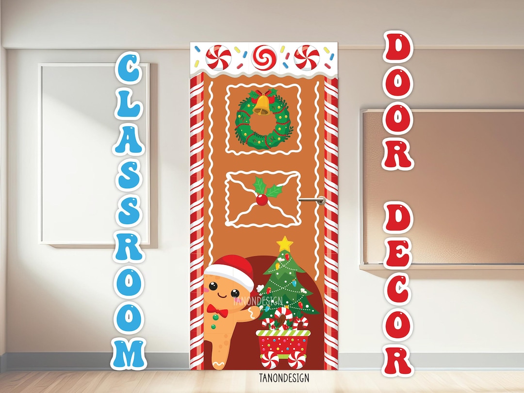 Gingerbread Christmas Classroom Door Decor, Decor Kit, Santa Door Decor ...