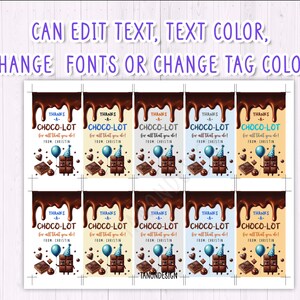 Editable Thanks a Choco-lot Thank You Gift Tag Printable, Printable ...