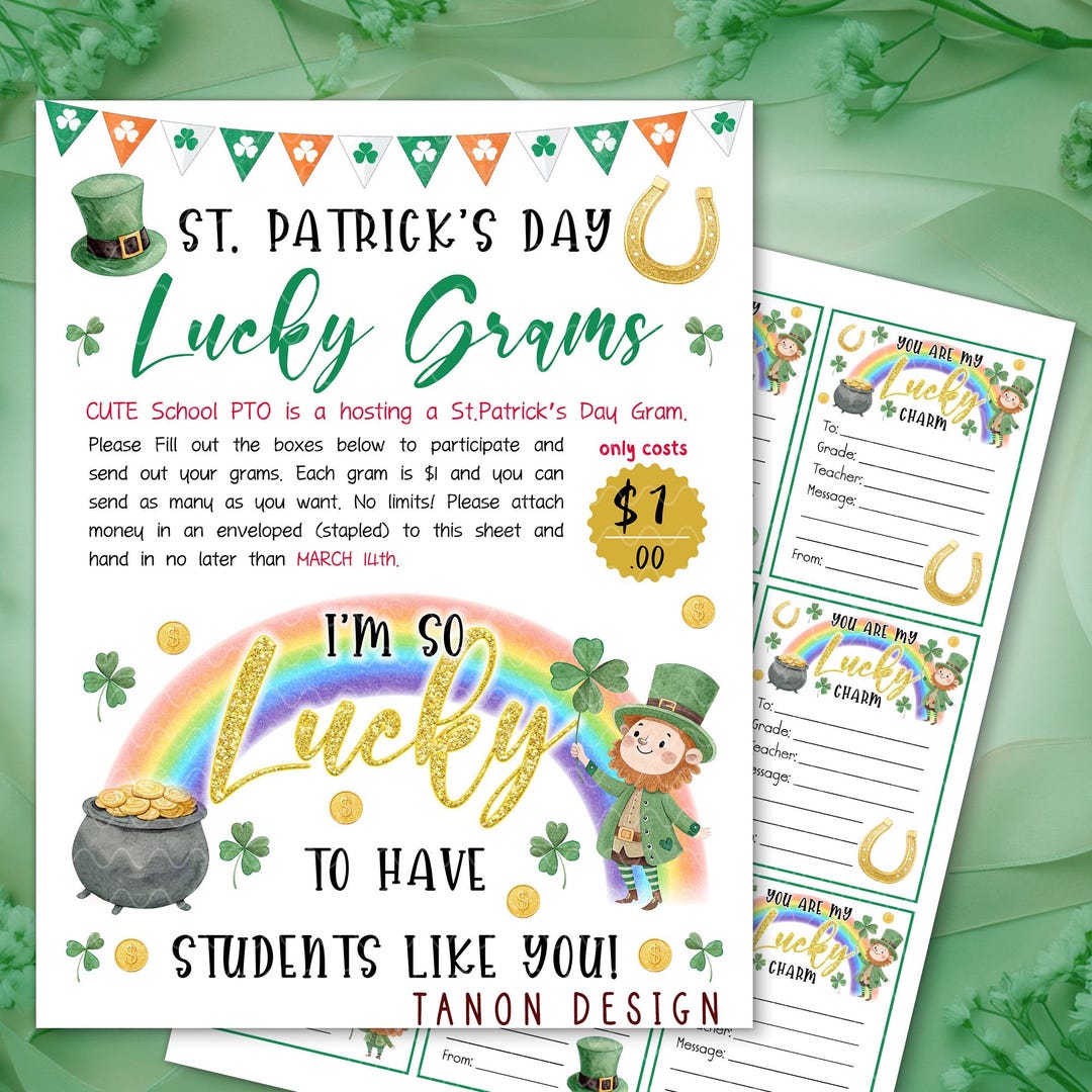 Lucky Gram Editable St. Patrick's Day Candy Gram Template, School Candy ...