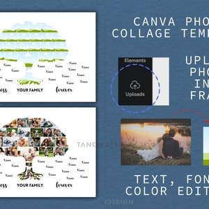 Family Tree Photo Collage Editable Canva Template, Anniversary Gift ...