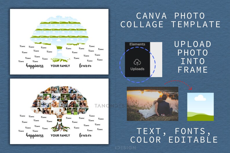 Family Tree Photo Collage Editable Canva Template Anniversary - Etsy