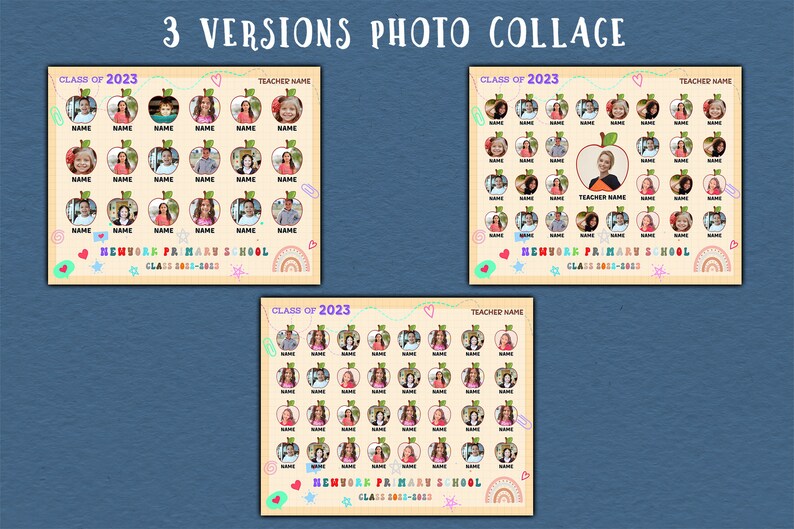 Editable School Class Photo Collage Template Personalize Photo Template ...