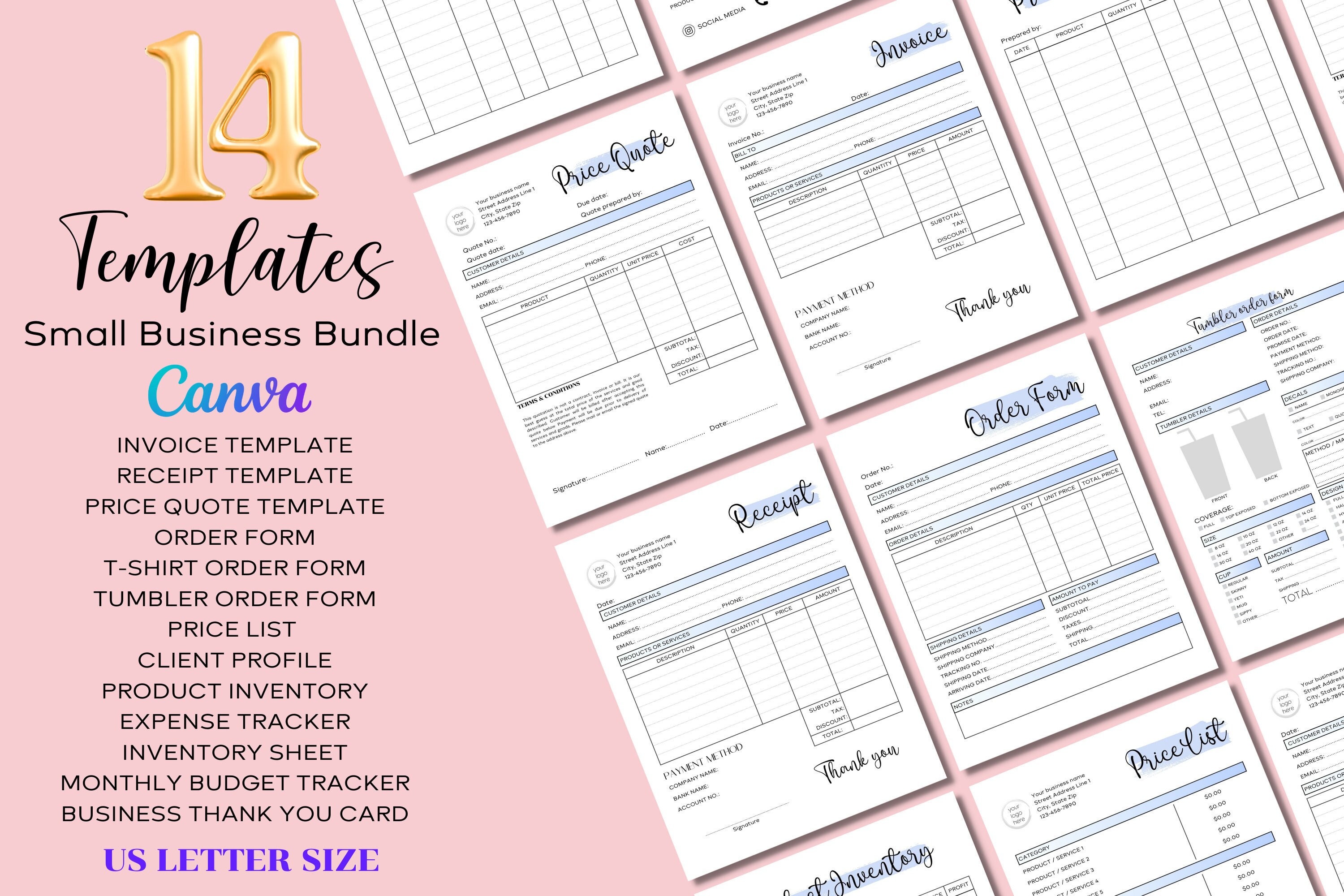 Editable Business Form Bundle 14 Canva Templates - Etsy