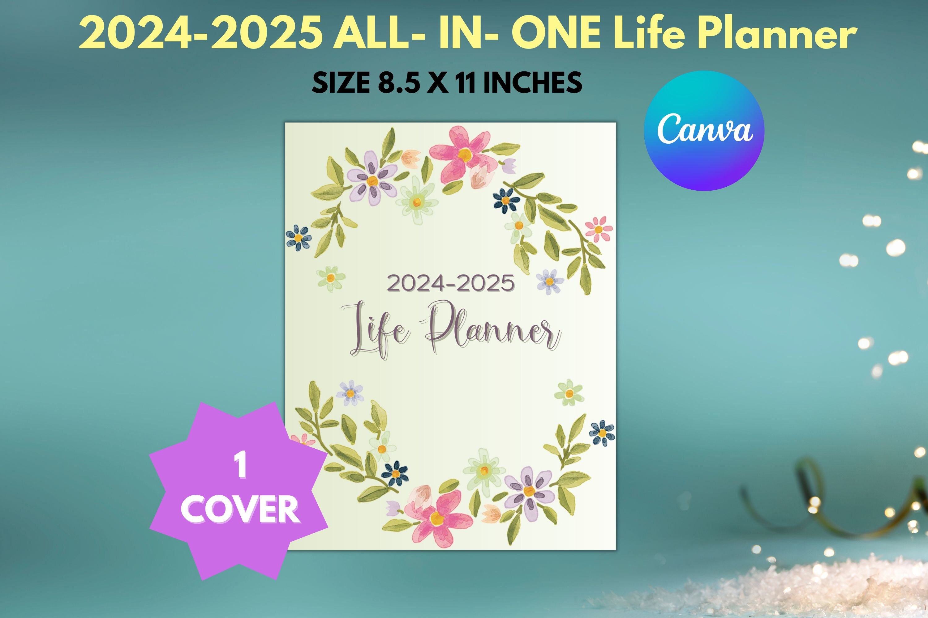 All in One Life Planner 2024-2025 Canva Template / Editable Printable ...