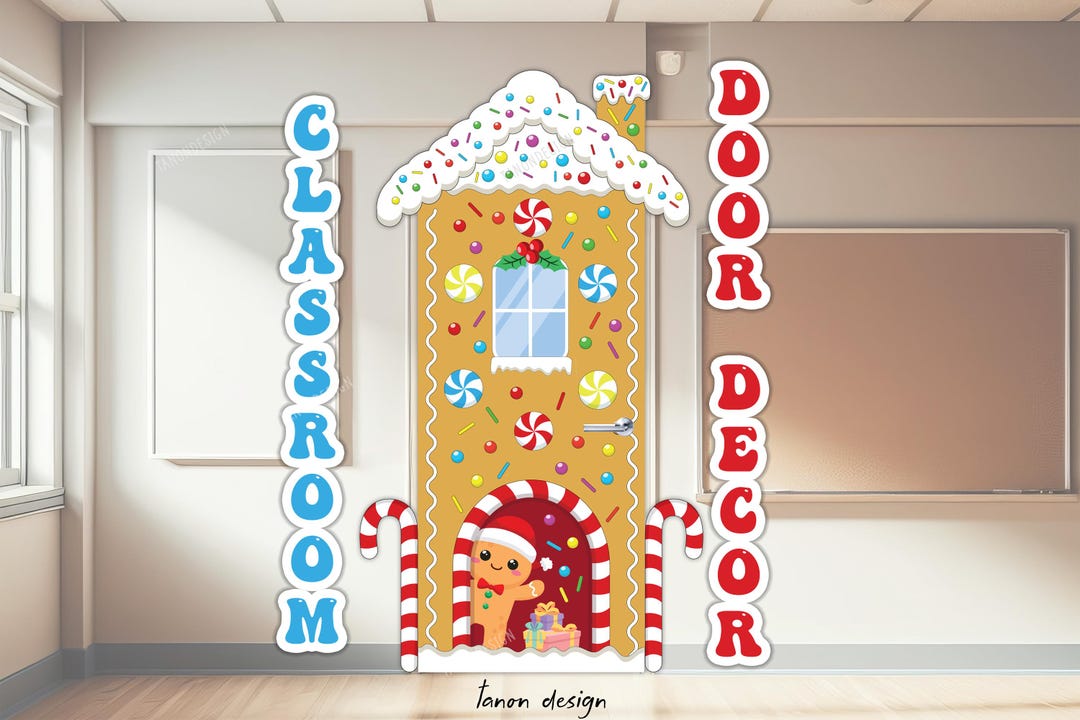 Gingerbread Christmas Classroom Door Decor Kit (printable PDF) - Etsy