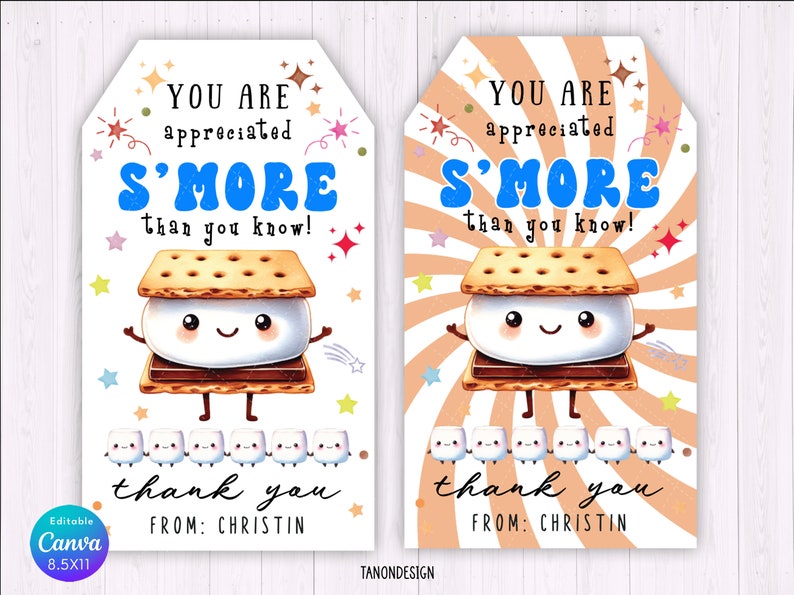Editable S'more Gift Tag, Printable Appreciated Smore Than You Know Tag ...