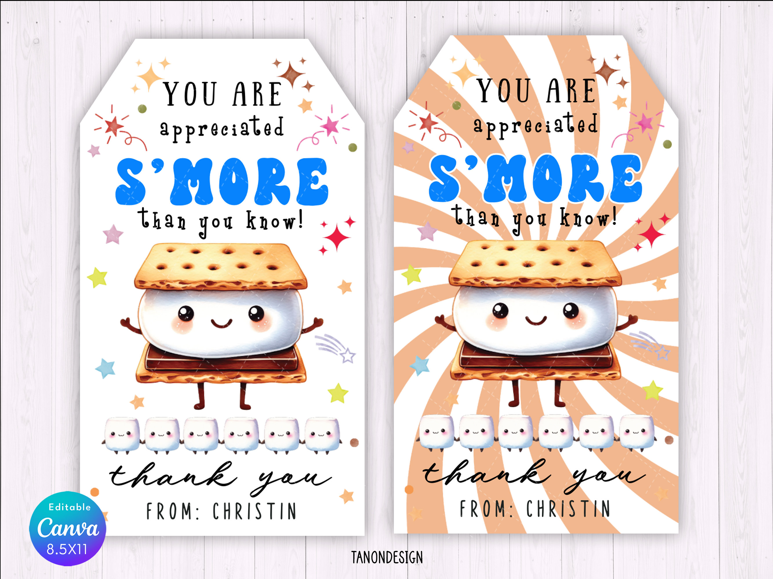 Editable S'more Gift Tag, Printable Appreciated Smore Than You Know Tag ...