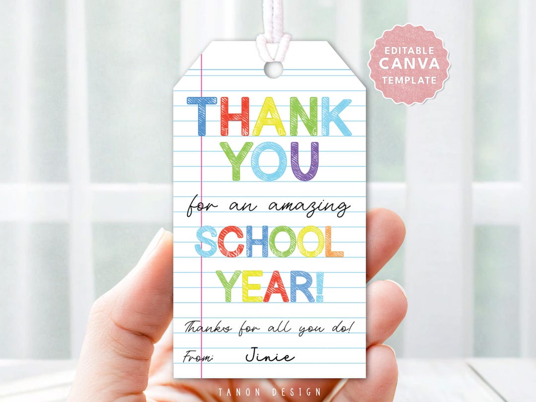 Thank You for an Amazing School Year Teacher Appreciation Tags, Gift ...
