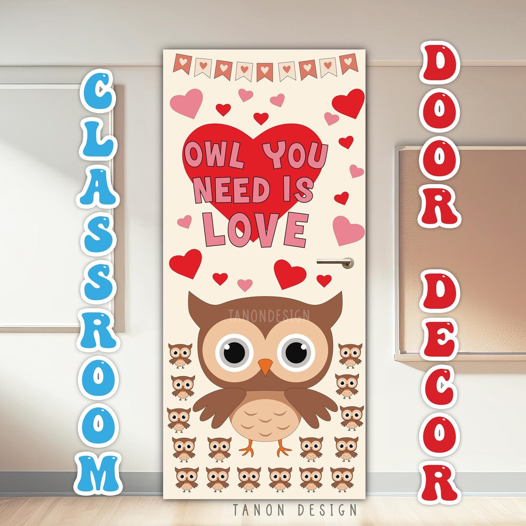 Valentine's Day Classroom Door Decor and Bulletin Board With Coloring ...