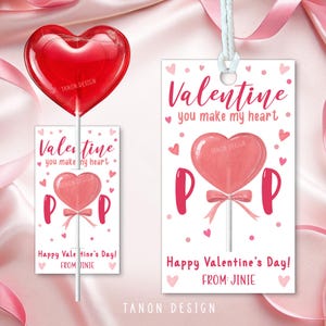PRINTABLE Valentine Lollipop Gift Tag, Lollipop Holder, Treat Tags ...