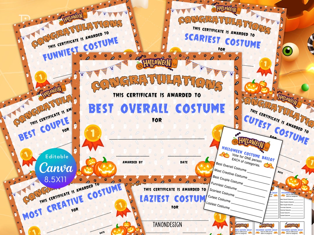 Editable Halloween Costume Awards and Voting Ballot | Halloween Costume ...