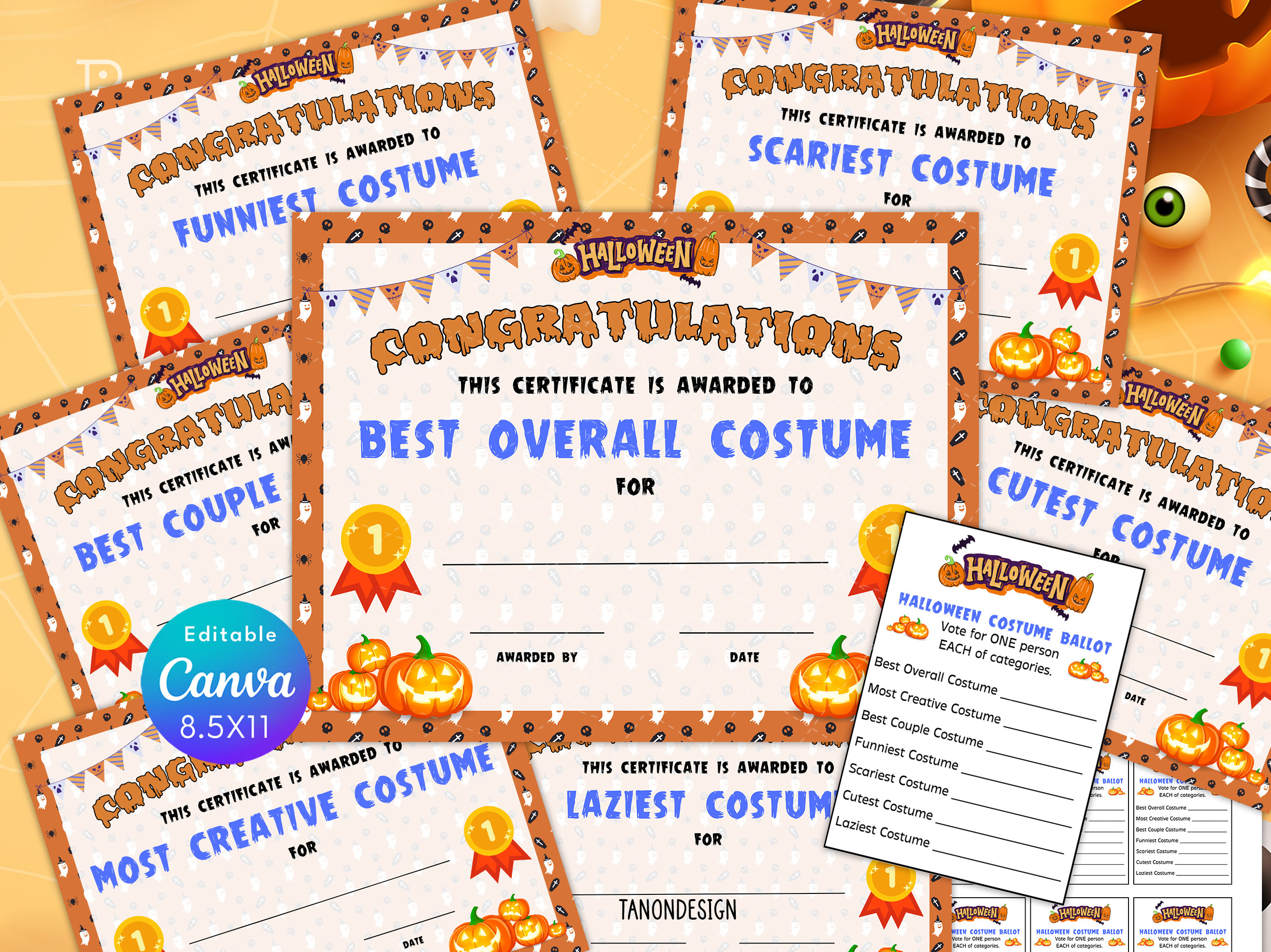 Editable Halloween Costume Awards and Voting Ballot Halloween Costume ...