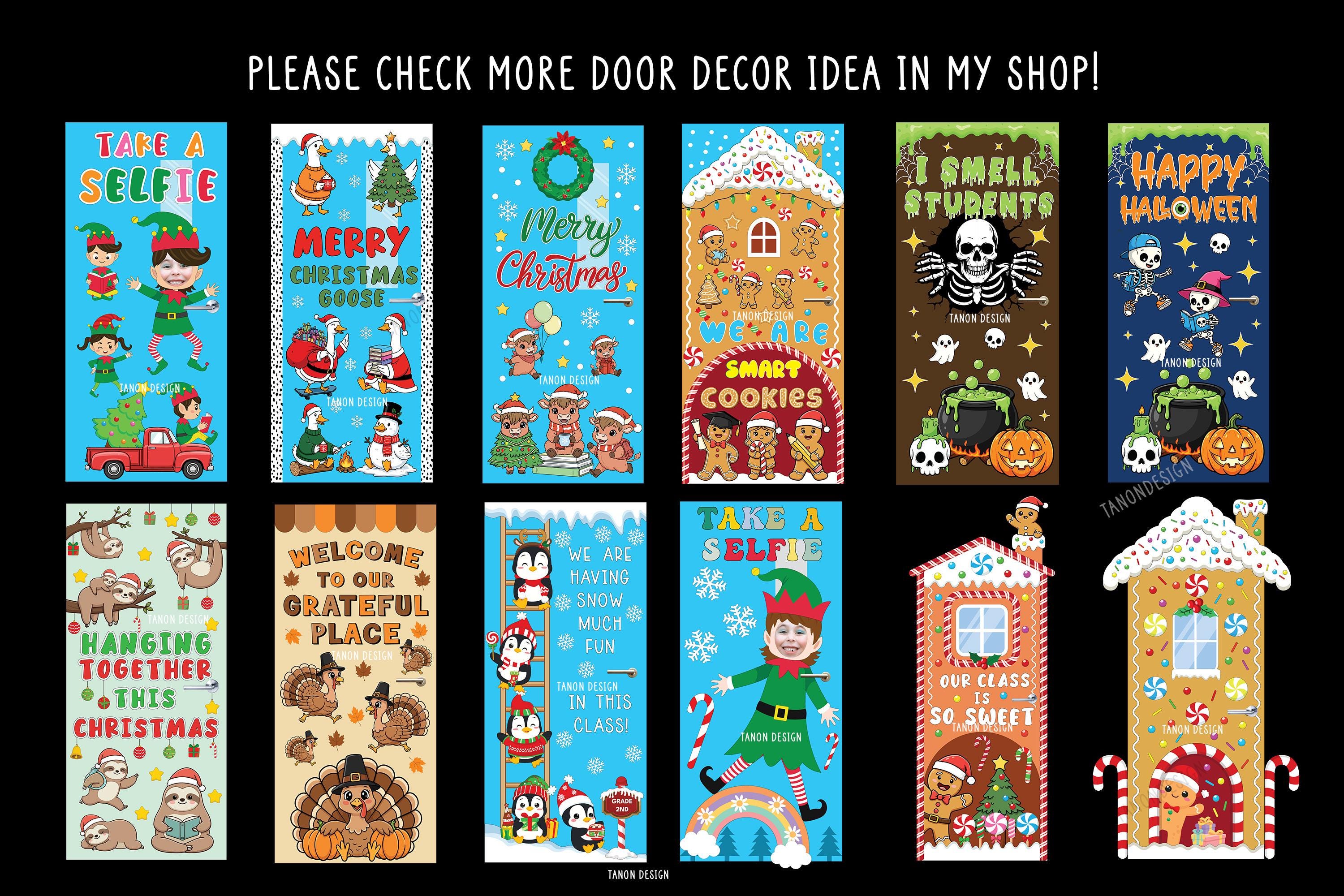 Gingerbread Christmas Classroom Door Decor Kit (printable PDF) - Etsy