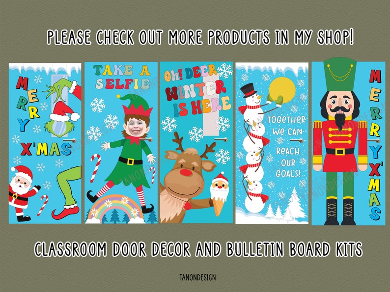 Christmas Classroom Door Decor Kit, Reindeer Design (printable PDF) - Etsy