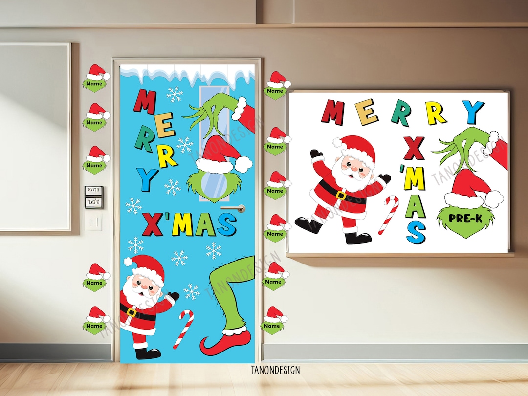 Christmas Classroom Door Decor, Decor Kit, Santa Door Decor Kit ...