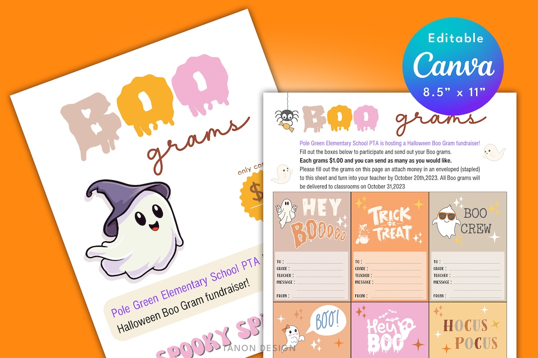 Editable Halloween Boo Gram Template, School Fundraiser (digital ...