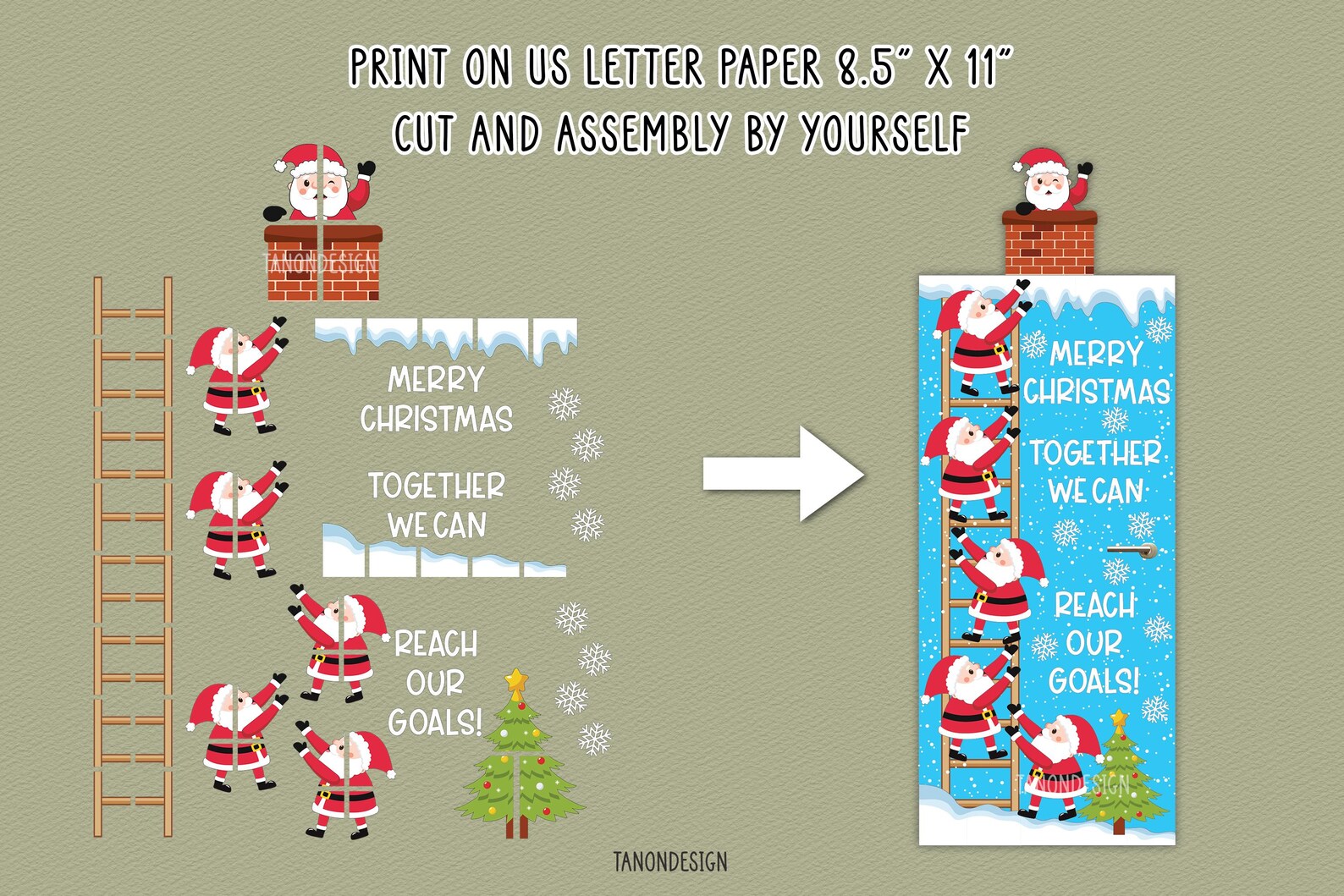 Santa Classroom Door Decor Kit, Printable Christmas Decoration (PDF) - Etsy